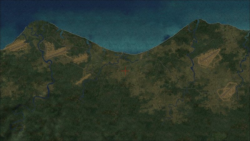 Solomons, Guadalcanal: Lunga and Koli Point airfields. Left to right ...